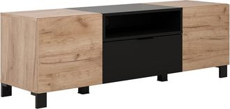 Trendteam Kendo - TV-Schrank - Eiche/Schwarz - modernes TV-Lowboard - (BxHxT) 144 x 47 x 40 cm - Fernsehschrank mit 2 verstellbaren Einlegeb&ouml;den - kratzfest