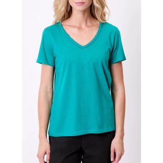 La Fianc&eacute;e Du M&eacute;kong T-shirt coton bio uni col tress&eacute; EMON