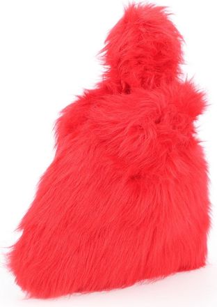 Msgm Womens Small Fluffy Bag Red Modacrylic Handbags Hand
