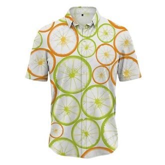 Keephen Feuilles Impression 3D Boutonn&eacute;e Chemise pour Femmes Hommes Nouveaut&eacute; Hawaiian Chemises Manches Courtes Plage Aloha Chemise