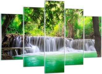 Arttor Mehrteilige Bilder auf Glas 150x100cm Glasbild Wasser Park Natur Landschaft Groß XXL Wanddeko Schlafzimmer Küche Set 5 teilige Wandbilder Dekoration W