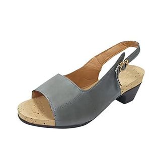 Generic Chaussures d&eacute;t&eacute; confortables ferm&eacute;es pour femme - Talon bloc antid&eacute;rapant - Sangle &agrave; boucle - Chaussures de loisirs l&eacute;g&egrave;res - Chaussures de plage &eacute;l&eacute;g
