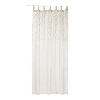 Loberon Gardine Mistry - Eleganter Vorhang aus Naturleinen, Lichtdurchlässig & Blickdicht, mit Filigraner Netzapplikation, Waschbar - 30°C, Creme