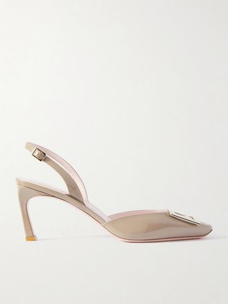 Roger Vivier Trompette 70 Slingback-pumps Aus Lackleder - Neutral