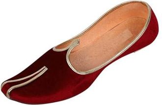 Generic Jutti de mariage pour homme fabriqu&eacute; &agrave; la main Mojari en velours marron Taille US 7-12, bordeaux, 39.5 EU