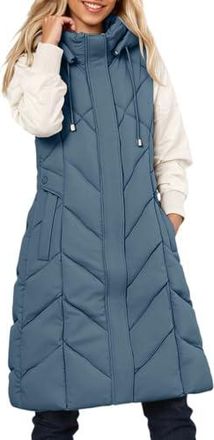 Generic Vestes dhiver 2026 pour femme - Doudoune isol&eacute;e et chaude - Veste &agrave; capuche sans manches avec fermeture &eacute;clair - Pour temps froid et confort, bleu, XX