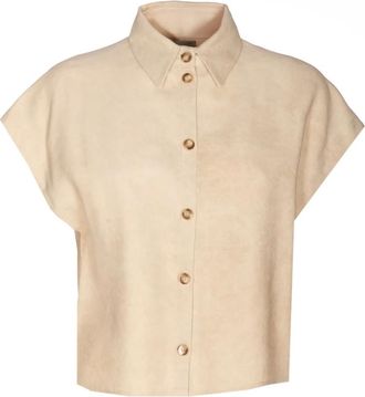 Alysi Femme, Blouses et Chemises, Beige, Taille: 40 FR Camicia Viscosa Dyed Cropped