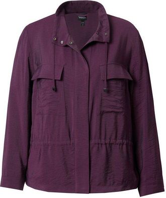 Ulla Popken Sommerjacke Jacke geh&auml;mmert Tunnelzug Stehkragen Langarm