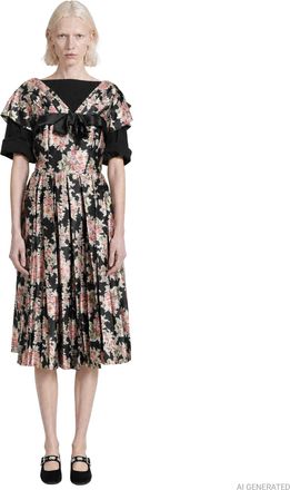 Simone Rocha Pleated Patchwork Wired Sleeve Flare Dress