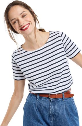 Armor Lux Damen Marine-Stil aus Leichter Baumwolle T-Shirt, Mehrfarbig (Blanc/Rich Navy Bi9), XXXX-Large (Herstellergr&ouml;&szlig;e: 7)