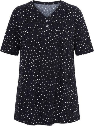 Ulla Popken T-Shirt T-Shirt Biesen A-Linie V-Ausschnitt Halbarm