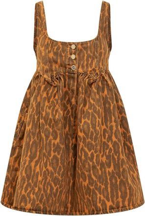 Ganni Robe Courte &agrave; Effet Bouffant - Femme - Robes - Brun - Taille: 36 FR