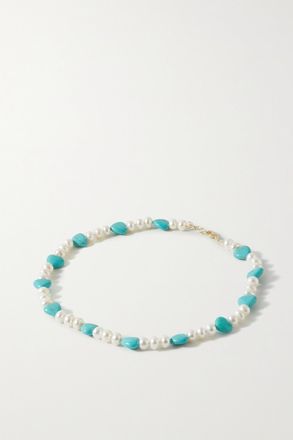 JiaJia + Net Sustain Kette Mit T&uuml;rkisen, Perlen Und Goldfarbenen Details - Wei&szlig;