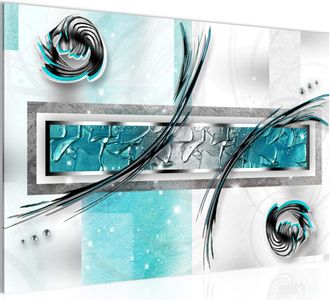 Runa Art Bild Abstrakt Modern Wandbilder Wohnzimmer 1 Teilig - Made In Germany - Grau Türkis Blau Flur 108115a