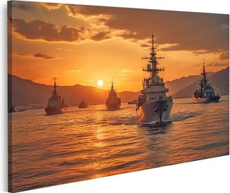 Islandburner Prime Bild auf Leinwand Kriegsschiffe bei Sonnenuntergang auf ruhiger See im Meer Bilder Wandbilder Poster