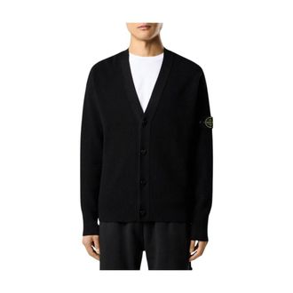 Stone Island Homme, Pulls, Noir, Taille: M Cardigan c&ocirc;tel&eacute; &agrave; col en V