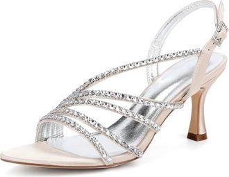 Generic Chaussures De Mariage Femmes À Talon Aiguille Mariée Talons Hauts 7Cm Bout Ouvert Sandales Talons Hauts,Champagne,42 EU