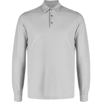 Zanone IceCotton Langarm Polo Shirt - - Tops - Herren - Grau - 2XL