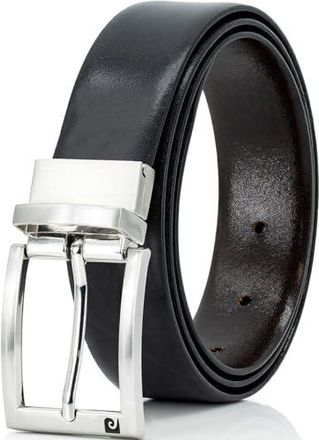 Pierre Cardin Leather Belt Men, Suit Belt Men 35 mm wide, Belt Men Cowhide Belt black-dark brown, Farbe/Color:noir, Size US/EU:Bundweite 90 cm Gesamtlänge 105 cm W 