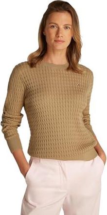 Tommy Hilfiger Pull Femme Cable Fine Torsadé, Beige (Safari Canvas), S