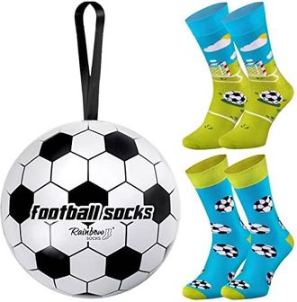 Rainbow Socks Lot de 2 paires de chaussettes de football dans un ballon - Pour homme et femme - Cadeau original pour les fans de football et les entraîneurs, Chauss