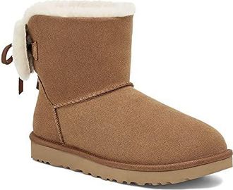 UGG Classic Double Bow Mini Bottines en Cuir Brun