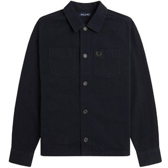 Fred Perry Schlichte Schwarze Twill-hemdjacke