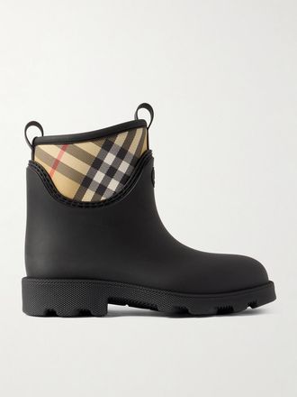 Burberry Bottines En Caoutchouc Et En Nylon À Carreaux - Noir