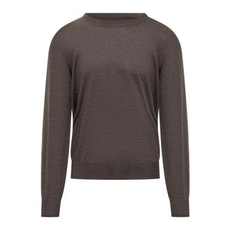 Brunello Cucinelli Homme, Pulls, Brun, Taille: 2XL Pull fin en laine et cachemire