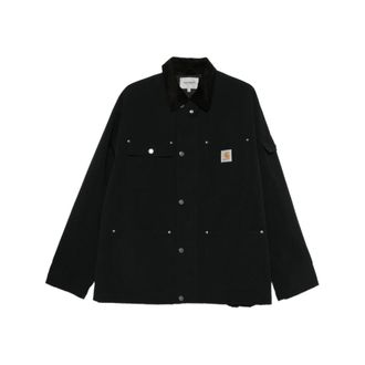 Carhartt Work in Progress Homme, Vestes, Noir, Taille: XL Corduroy-Collar Patch Pocket Jacket