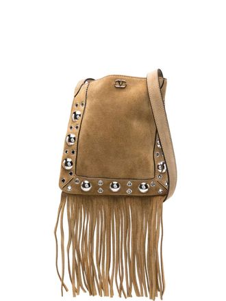 Valentino Garavani sac porté épaule à franges - Marron