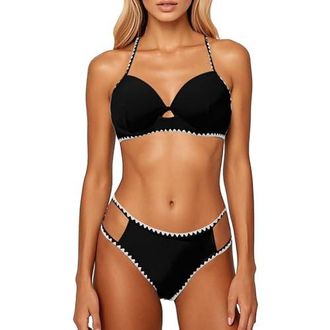 Generic Ensemble bikini pour femme - Taille haute - 2 pi&egrave;ces - Rembourr&eacute; - Push Up - Deux pi&egrave;ces - Maillot de bain pour piscine - Dos nu - V&ecirc;tements de vacanc