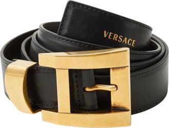 Versace Femme, Accessoires, Noir, Taille: 75 CM Ceinture en cuir 3 cm
