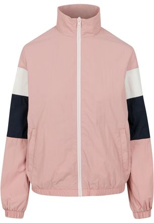 Urban Classics Damen Jacke Ladies 3-Tone Crinkle Track Jacket Rosa (Darkrose/NVY/Wht 01724) X-Small (Herstellergr&ouml;&szlig;e: XS)