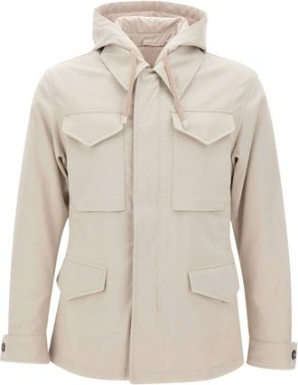 Eleventy Veste &agrave; plastron en coton-Tencel - Homme - Vestes - Beige - Taille: 4XL