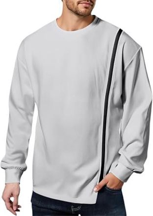 Generic Sweat-shirt &agrave; col rond pour homme - Manches longues - Pull basique - Loose Fit - Sweat &agrave; capuche - Pull dhiver - Manches longues - T-shirt d&eacute;contract&eacute;