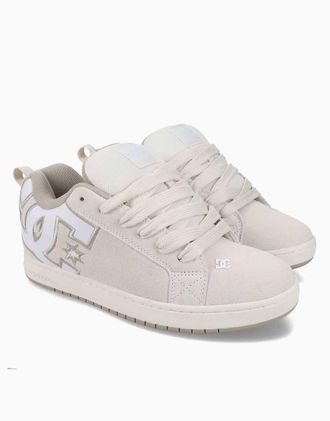 DC Court Graffik - Leder-Sneaker in Wollwei&szlig;/Wei&szlig;/Hellbraun