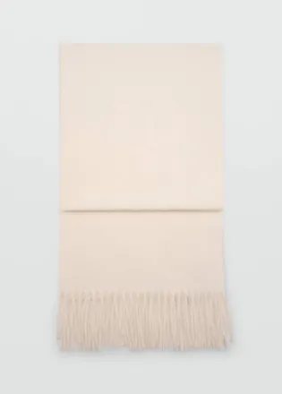 Mango &Eacute;charpe &agrave; franges &eacute;cru - Femme - Taille unique - MANGO