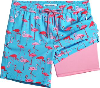 Maamgic 2 in 1 Badehose f&uuml;r Herren mit Kompression Innenhose | 7 Schnelltrocknend Badeshorts M&auml;nner 4 Way Stretch Boardshorts Rei&szlig;verschlusstasche Verstellbar