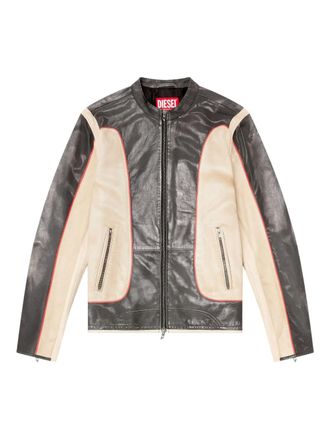Diesel veste de moto en cuir L-Evert - Tons neutres