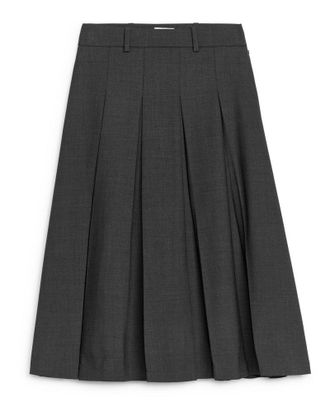 Arket Faltenrock Aus Wollmischung -Grau