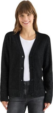 Cecil 2515402 Cardigan Doux avec col en V, Noir chiné, XXL Femme