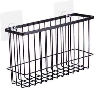 DOITOOL Hängekorb aus Metall 25,5X15X7,5cm für Badezimmer und Küche Nagelfreies Wandregal mit Großem Fassungsvermögen und Drahtkorb Design