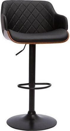 Miliboo Miliboo - Tabouret de bar design r&eacute;glable pivotant 360&deg; noir et bois fonc&eacute; lucien