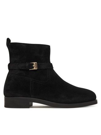 Tommy Hilfiger Stiefeletten Th Buckle Riding Suede Bootie FW0FW09047 Schwarz