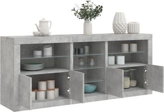 vidaXL Sideboard mit LED-Leuchten Betongrau 181,5x37x67 cm - Vidaxl