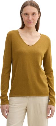Tom Tailor Damen Basic Strickpullover mit V-Ausschnitt, 25988 - Covert Khaki, M