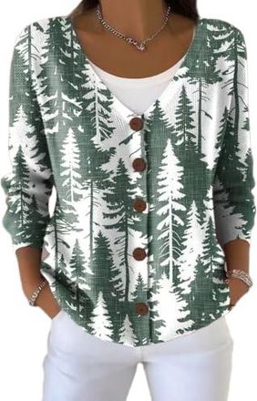 Generic Nouveau TEMU Cardigan de No&euml;l, automne et hiver Eurocode 3D impression num&eacute;rique dames &eacute;paule cardigan pull -A, 2, 5XL