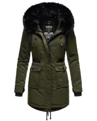 Navahoo Damen Winter Jacke Kapuze Winterjacke Parka Kunstfell Teddyfell B818 [B818-Lul-Pri-Olive-Gr.XS]