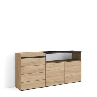 Skraut Home | Kommode mit Schubladen | Aufbewahrungsschrank | 157x75x35 cm | F&uuml;r Schlafzimmer, Zimmer | Sideboard, Schrank | Moderner Stil | Eiche